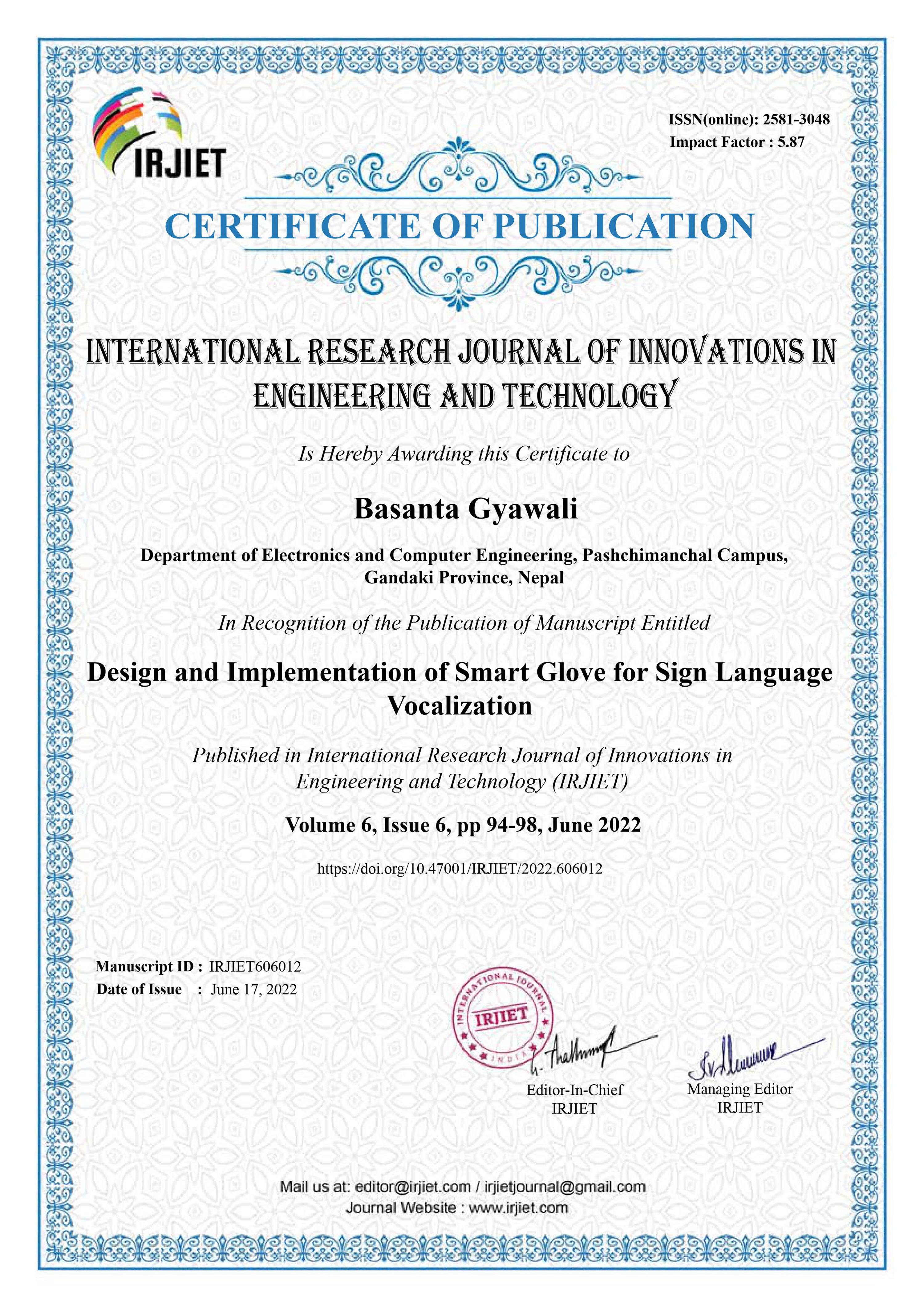 Research Paper of Final Year Project - BG